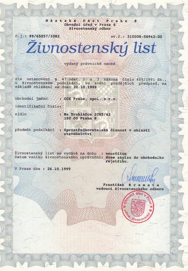 Trade Certificates and Authorizations | CCE Praha